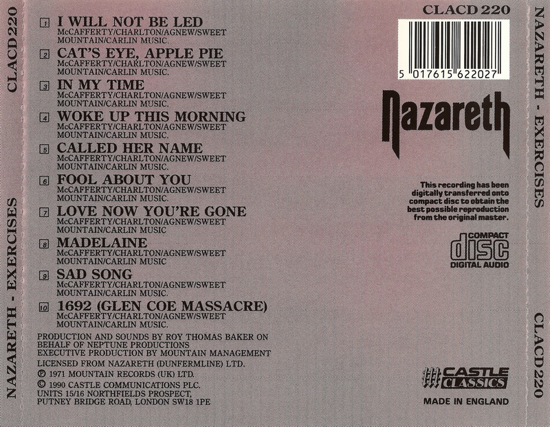 Nazareth Exercises : Back | CD Covers | Cover Century | Over 1.000.000 ...